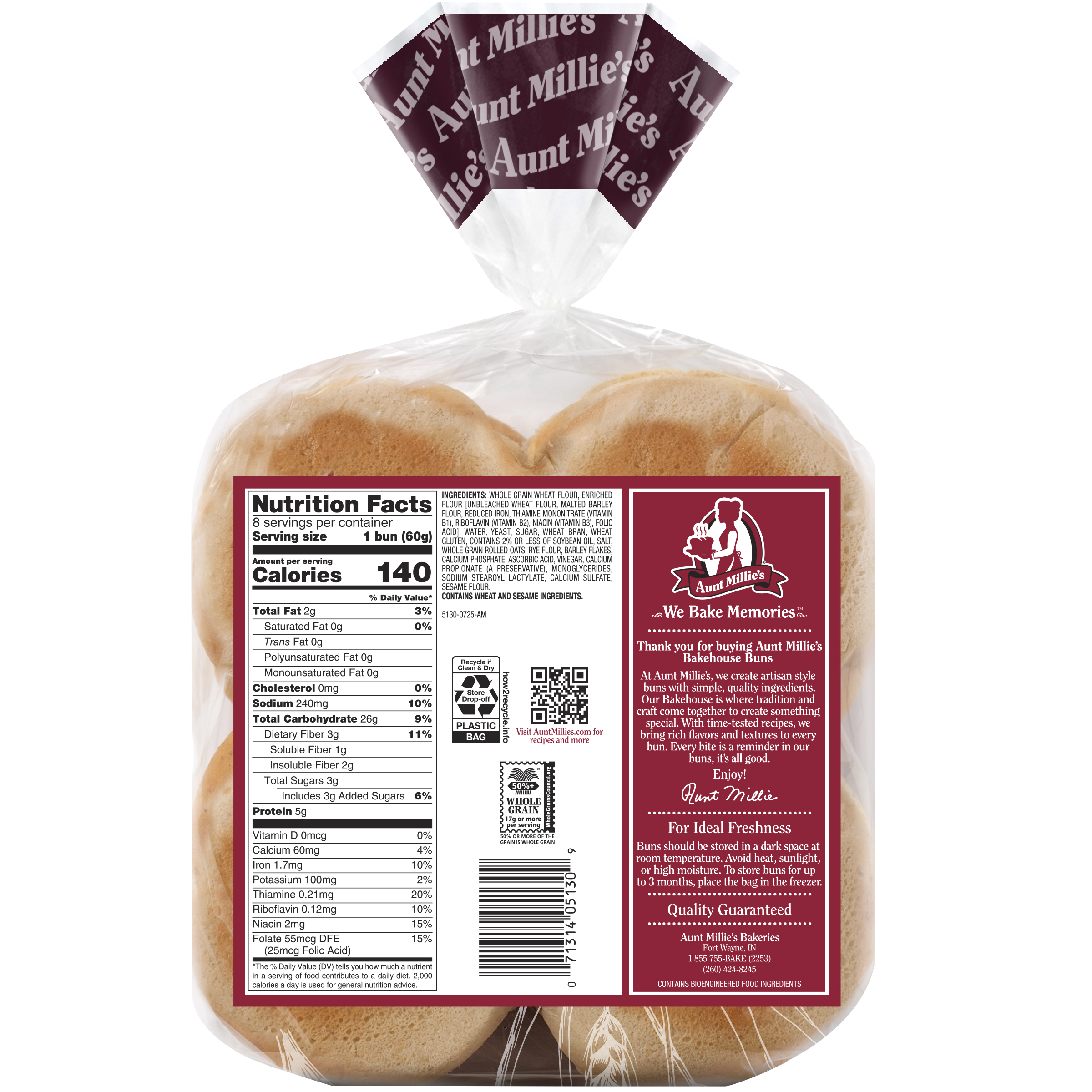 Bakehouse Artisan Style Whole Grain Hamburger Buns | Aunt Millie's